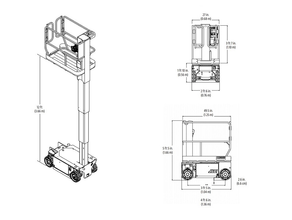 Søjlelift - JLG 1230 ES - kan lejes hos Finn inn i Varde